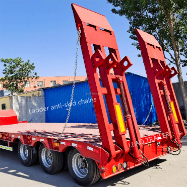 Hydraulic Ramp 4 Axle 50 Ft Excavator Lowboy Trailer Low Bed Loader 100 ...