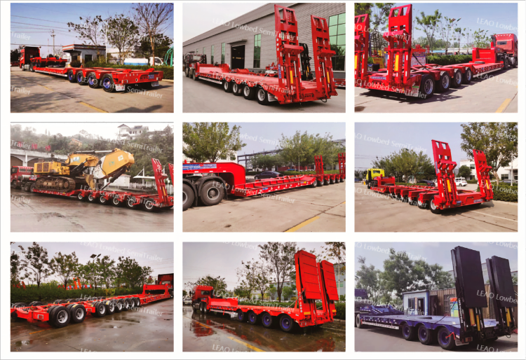 Hydraulic Ramp 4 Axle 50 Ft Excavator Lowboy Trailer Low Bed Loader 100 ...