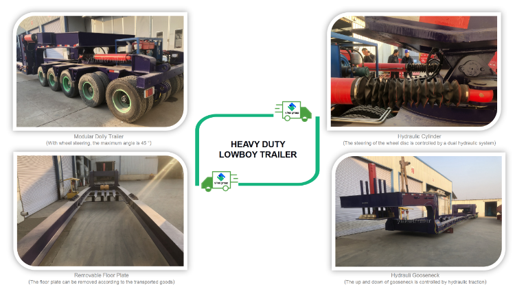 High Capacity 40ft 100ft 14 Meters Flatbed Heavy Load Lowboy Trailer ...