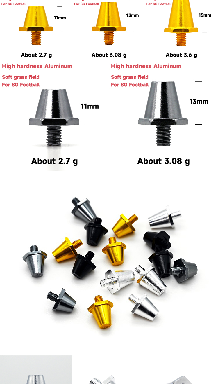 11-13-15mm Thread M5 Replacement High Hardness Aluminum Sg Football Shoes Studs Football Soccer ...