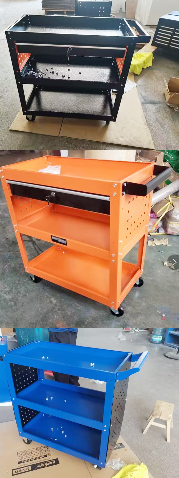 Factory 3 Layer Tier Heavy Duty Workshop Tool Cart With One Drawer Four ...