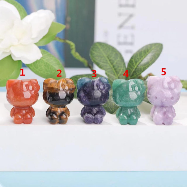 35mm Natural Gemstone Stone Hand Carved Crystal Hello Kitty Cat For ...
