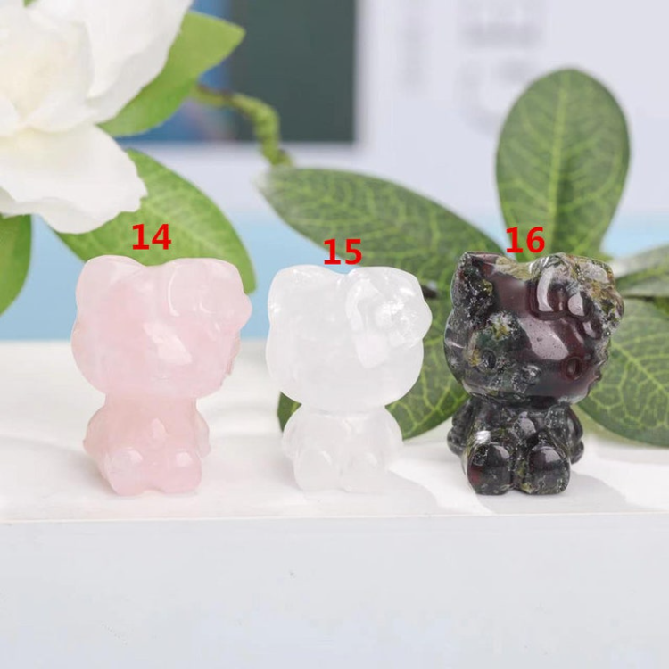 35mm Natural Gemstone Stone Hand Carved Crystal Hello Kitty Cat For ...