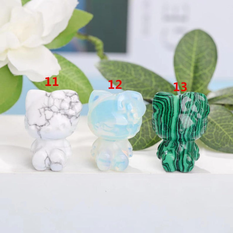 35mm Natural Gemstone Stone Hand Carved Crystal Hello Kitty Cat For ...