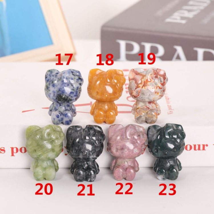 35mm Natural Gemstone Stone Hand Carved Crystal Hello Kitty Cat For ...