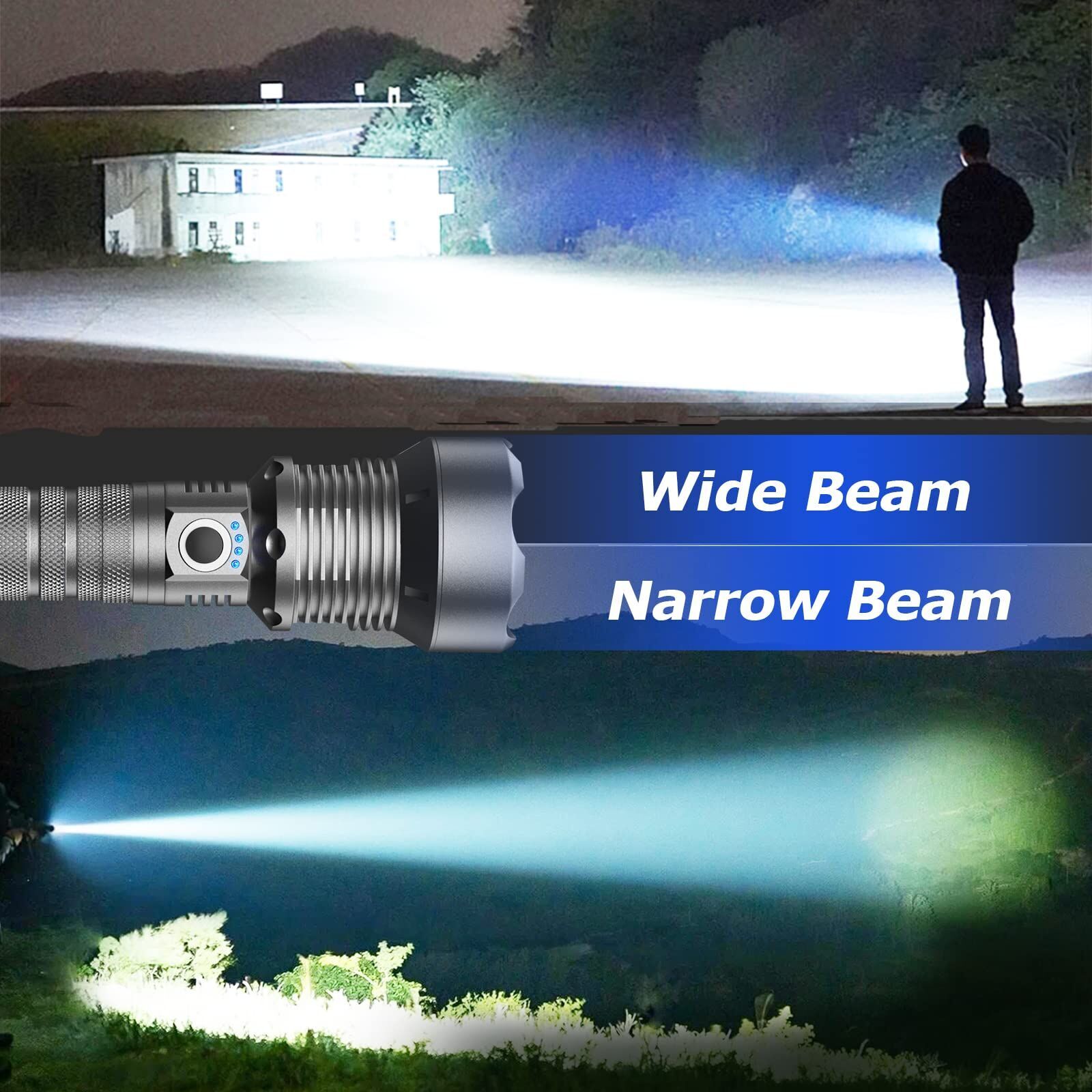 High Lumens 200000 Lumen Brightest Flashlight 5 Modes Rechargeable Led ...