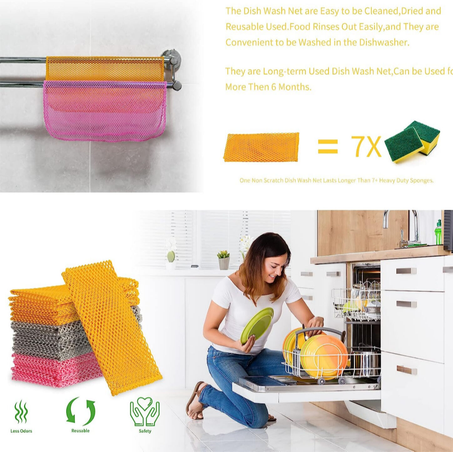 Innovative Mesh Cloth 6pcs Dish Wash Net Ultra Durable Non Scratch Dish ...