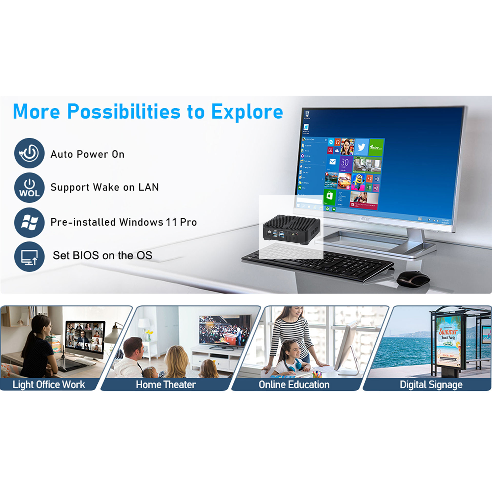 Buy Wholesale China Fanless Intel 12th Gen N100 Cpu Mini Pc Ac8-2lan ...