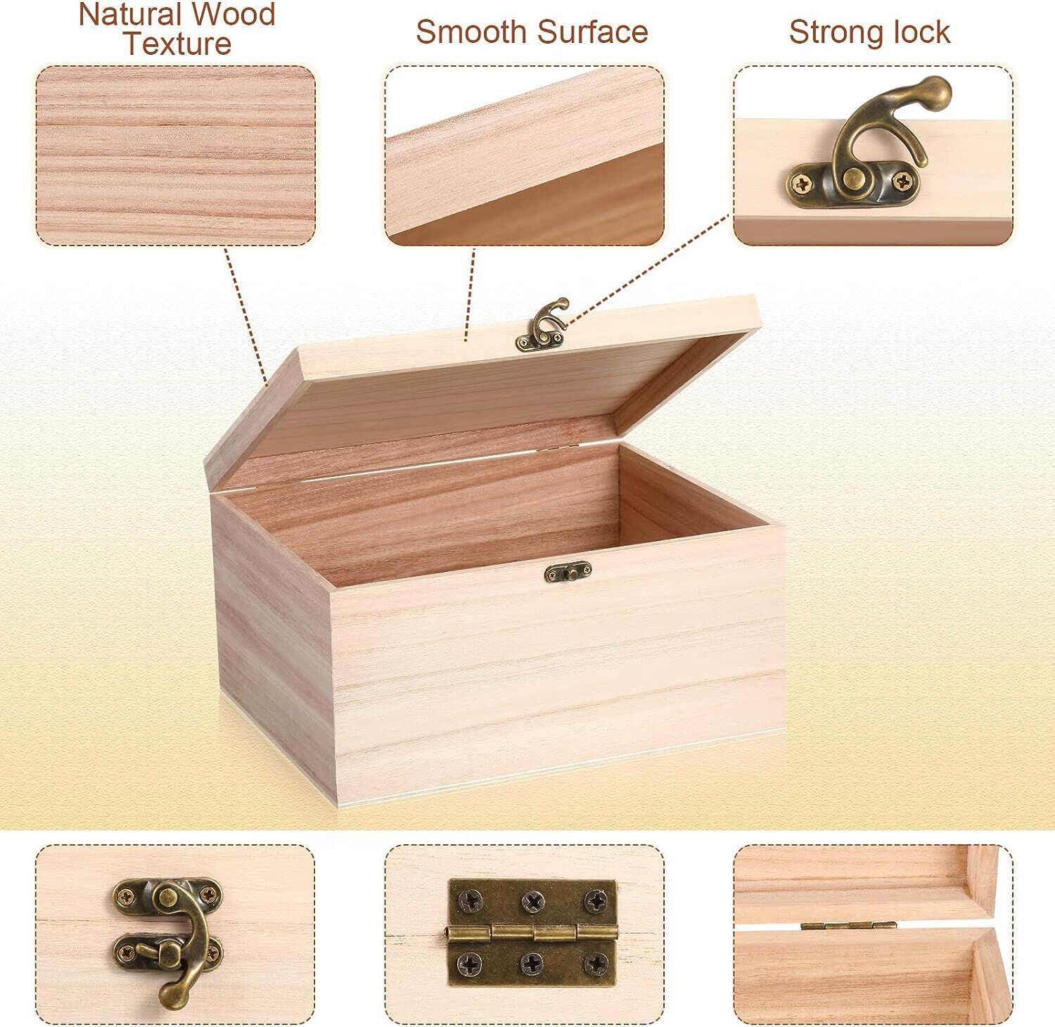 Buy Wholesale China Products Unfinished Wooden Box With Hinged Lid For ...