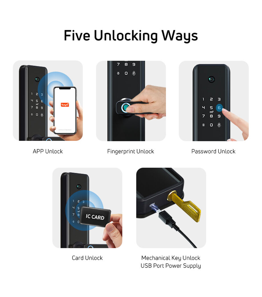 Smart Fingerprint Password Door Lock With 2.0 Megapixel Hd Camera With ...