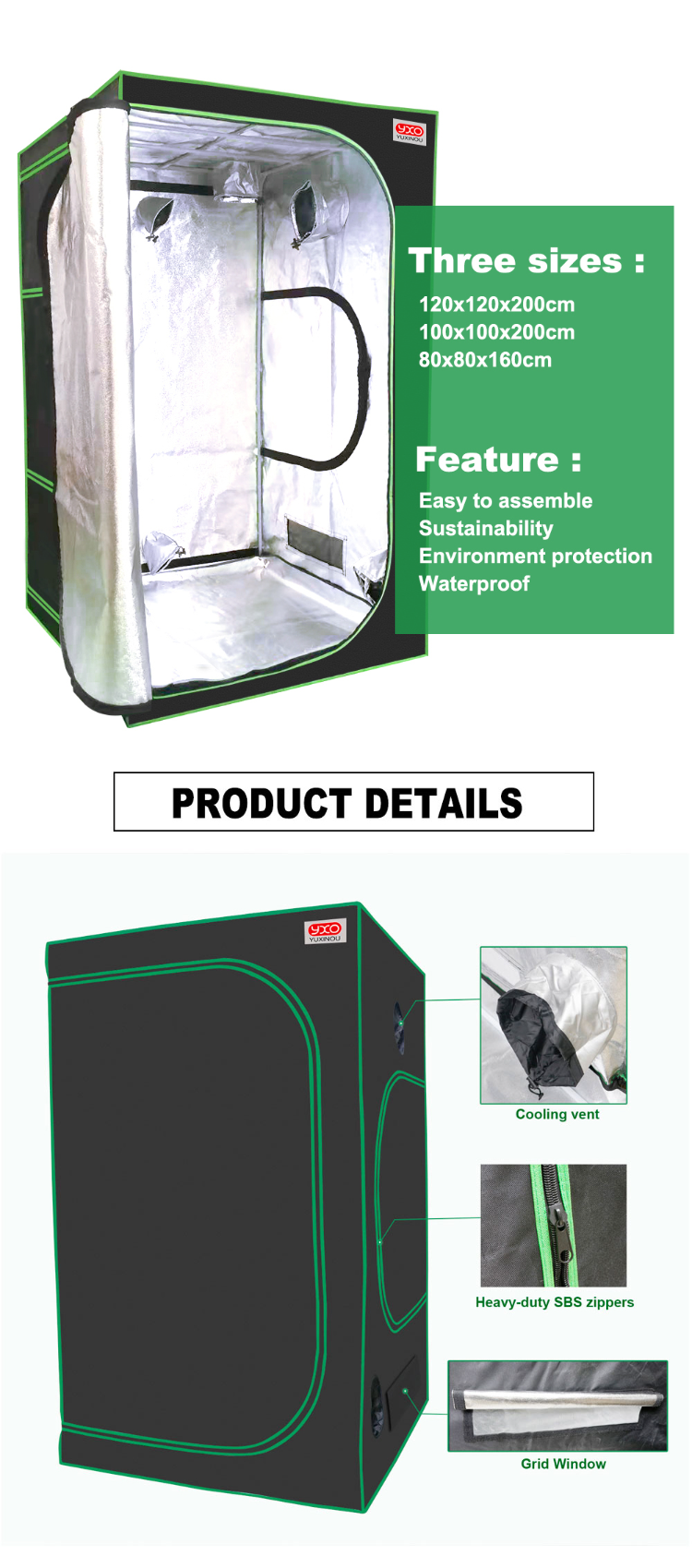 Indoor Tent 80x80x160cm 600d High Efficiency Reflective Mylar Grow Box ...