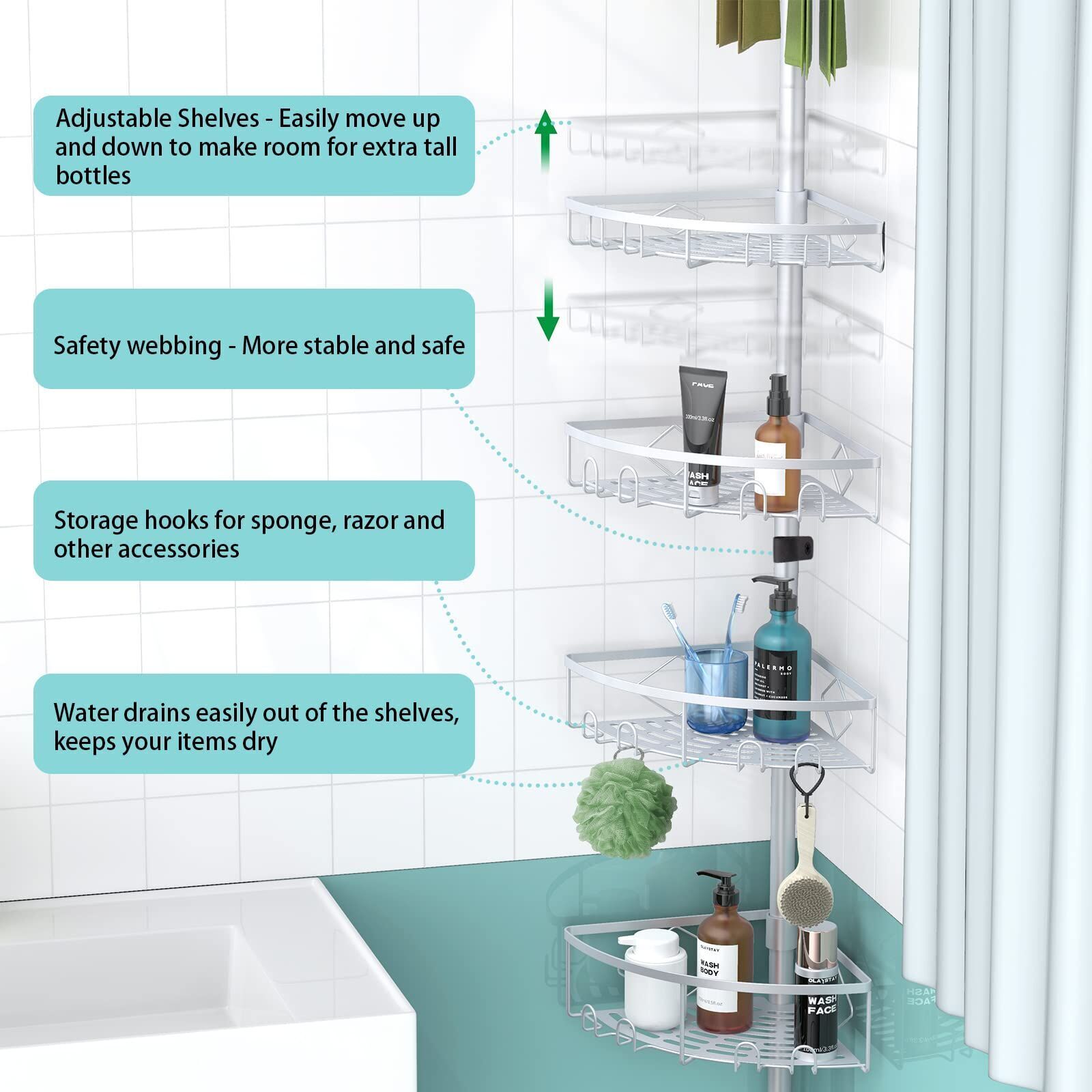 Special Offer Price Adjustable Height Storage Bathroom Holder Organizer ...