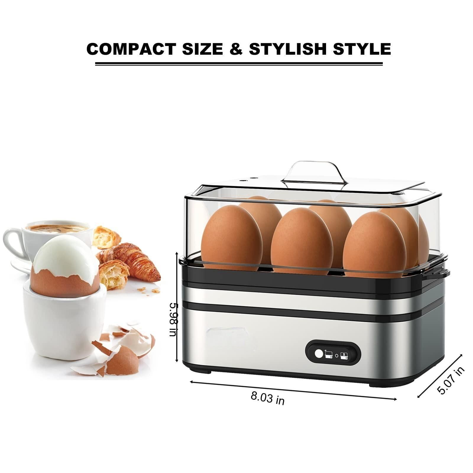 Hard Boiled Medium Soft 6 Eggs Capacity Rapid Egg Cooker Poacher Boiler, Egg Poacher, Egg Cooker ...
