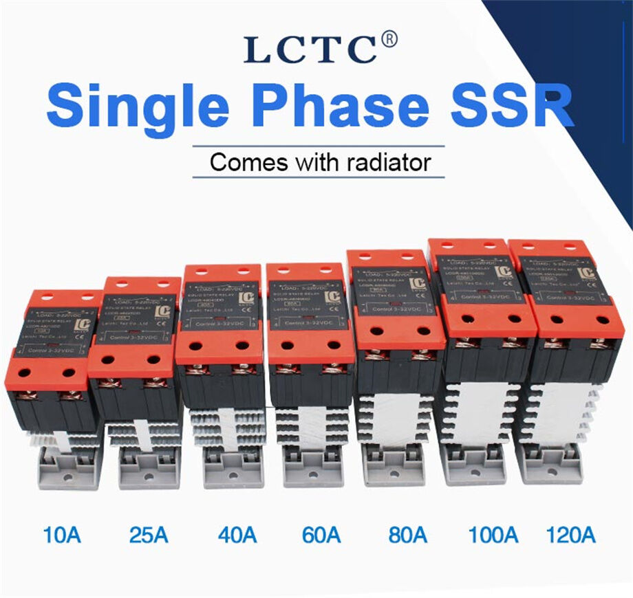 10a 25a 40a 60a 80a 100a 120a Din Rail Mount Solid State Relay Ssr Single Phase Dc Control Ac Dc ...