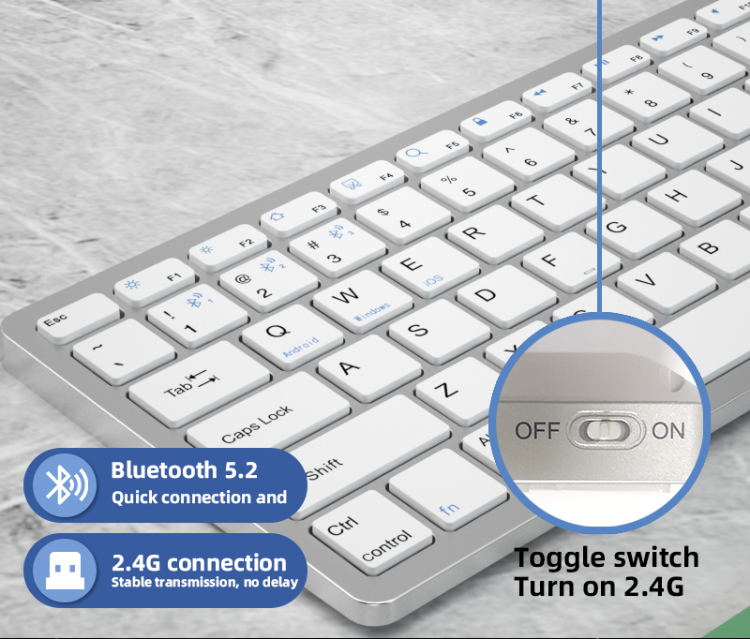 78 Keys Ultra Slim Portable Mini Wireless Keyboard 2.4g Wireless And Bt ...