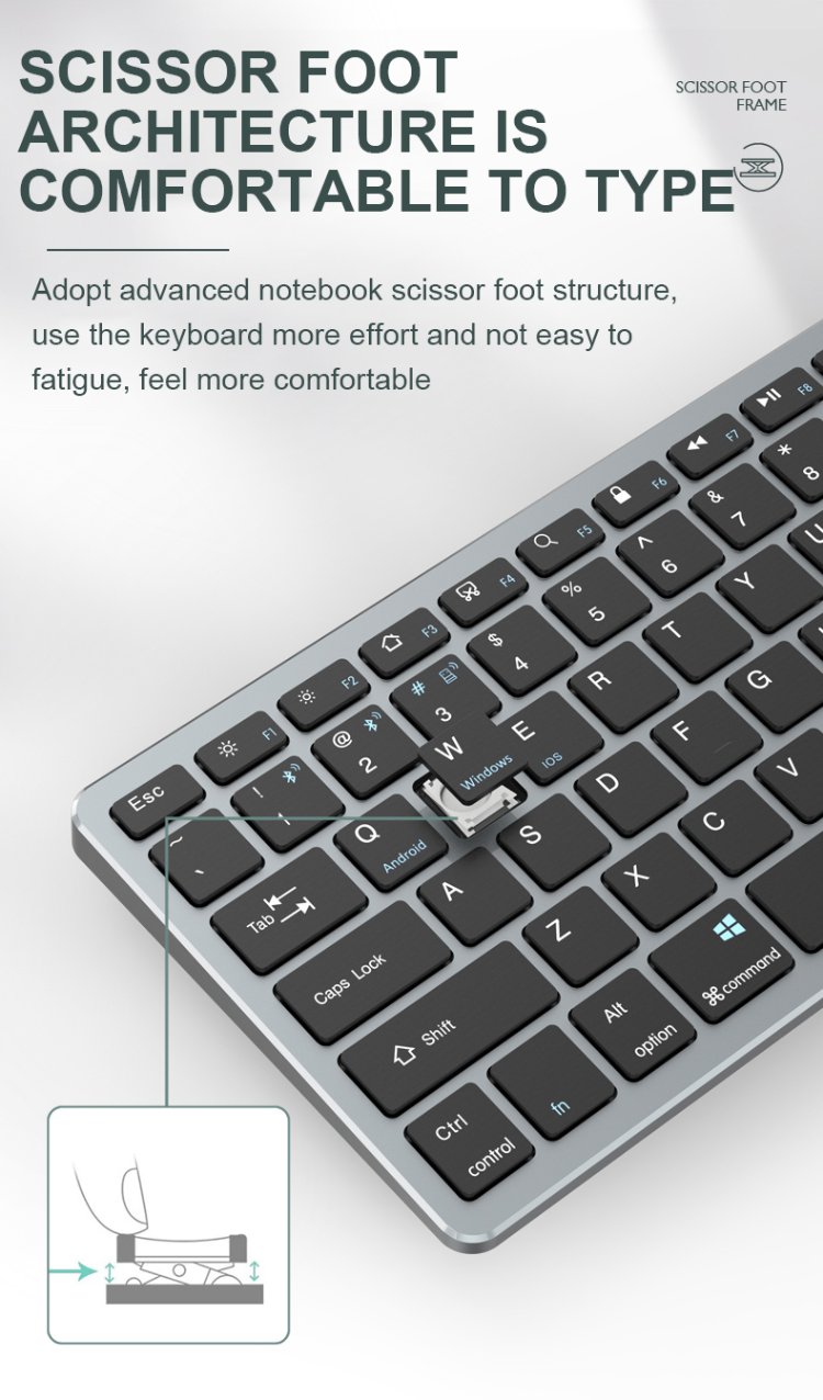 78 Keys Ultra Slim Portable Mini Wireless Keyboard 2.4g Wireless And Bt ...
