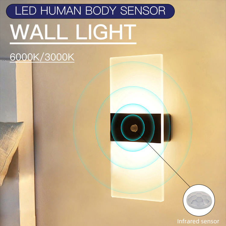 Lnjami Pir Motion Sensor Smart Wall Lamp Indoor Bedroom Led Wall Lights ...