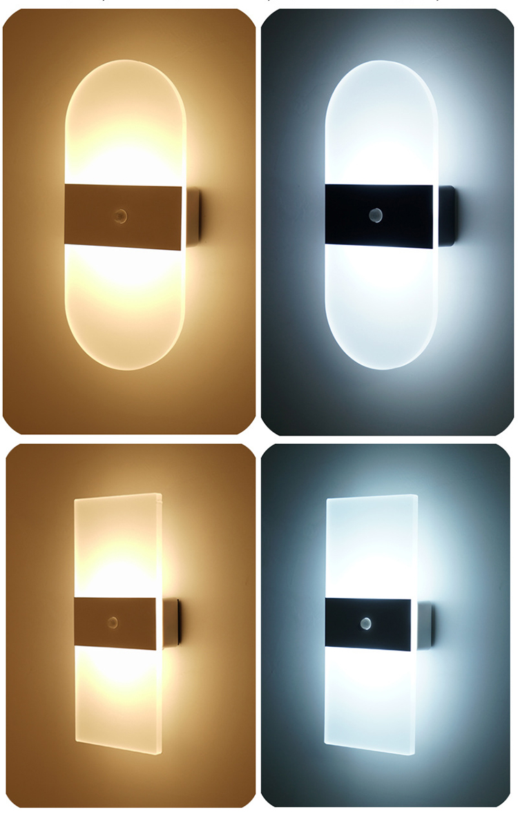 Lnjami Pir Motion Sensor Smart Wall Lamp Indoor Bedroom Led Wall Lights ...