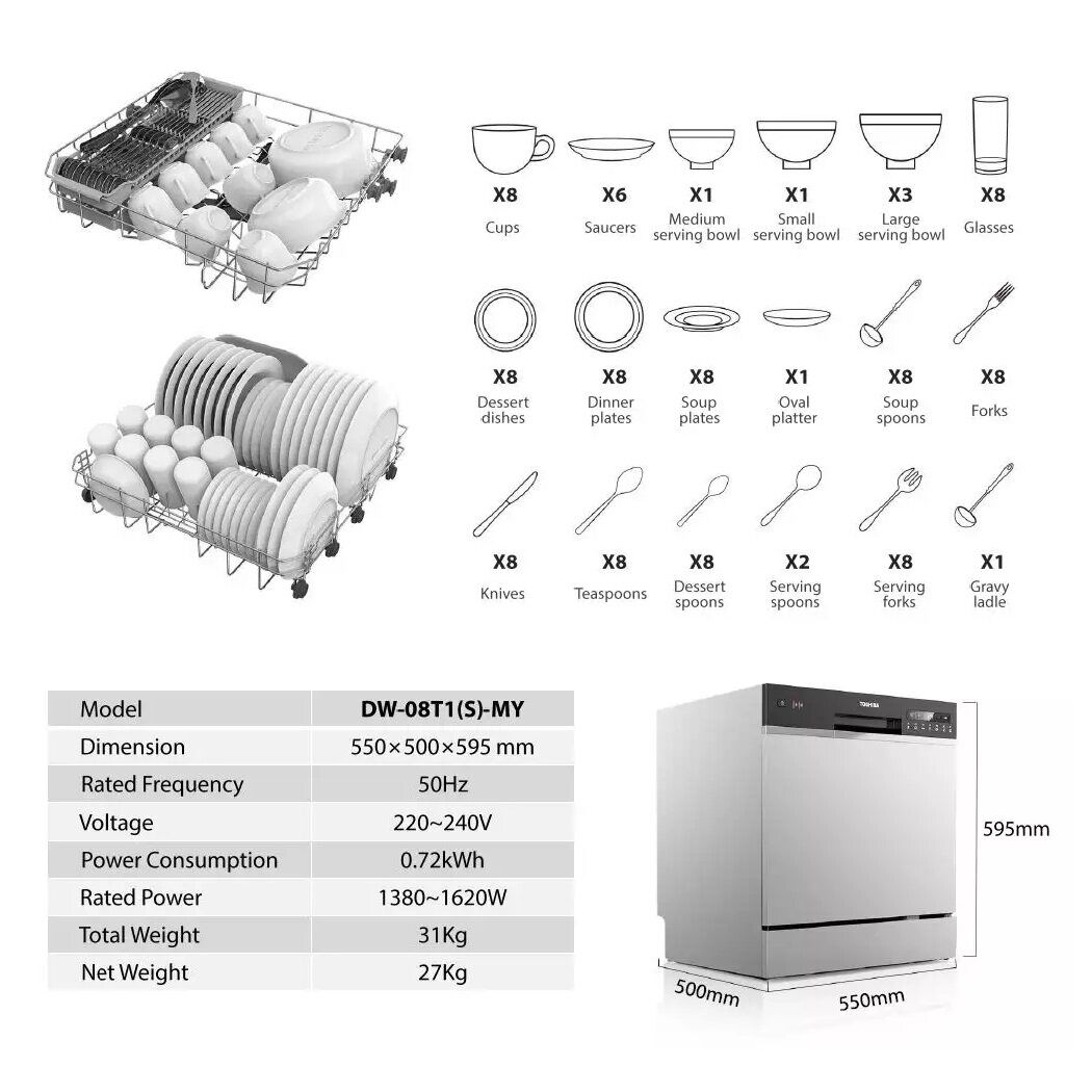Buy Wholesale China New Design Standing Dishwasher 8 Set Setting Uv ...