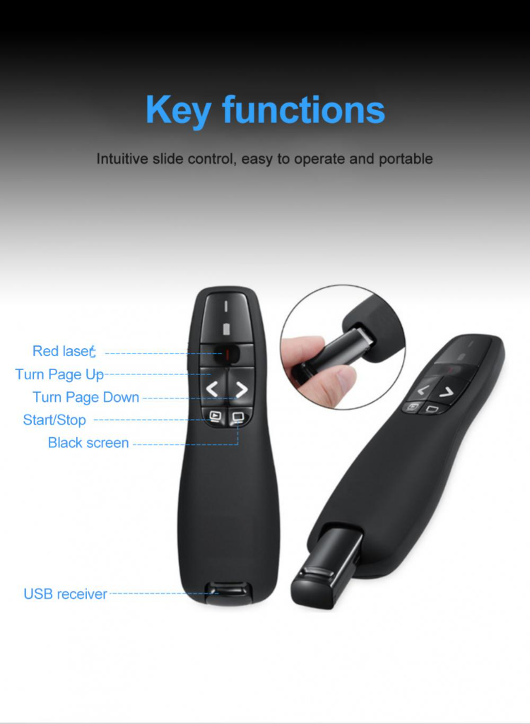 2.4ghz Wireless Presenter Page Turning Pen Remote Control Wireless Usb ...