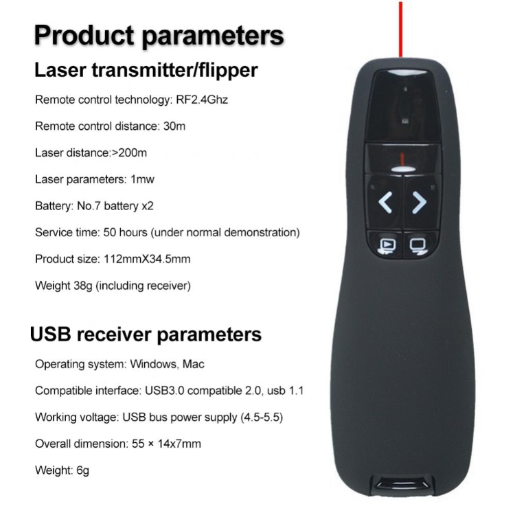 2.4ghz Wireless Presenter Page Turning Pen Remote Control Wireless Usb ...
