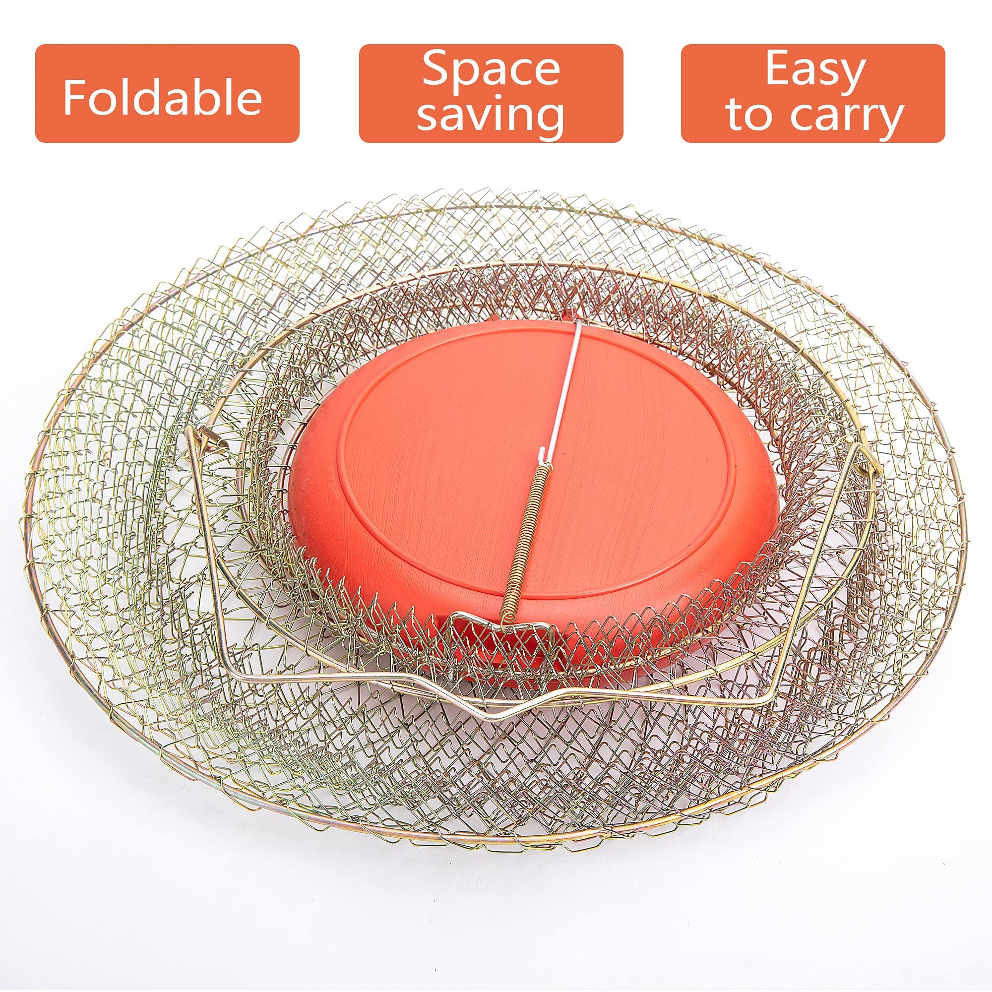 Compact Basket Robust Collapsible Galvanized Steel Wire Fish Baskets ...