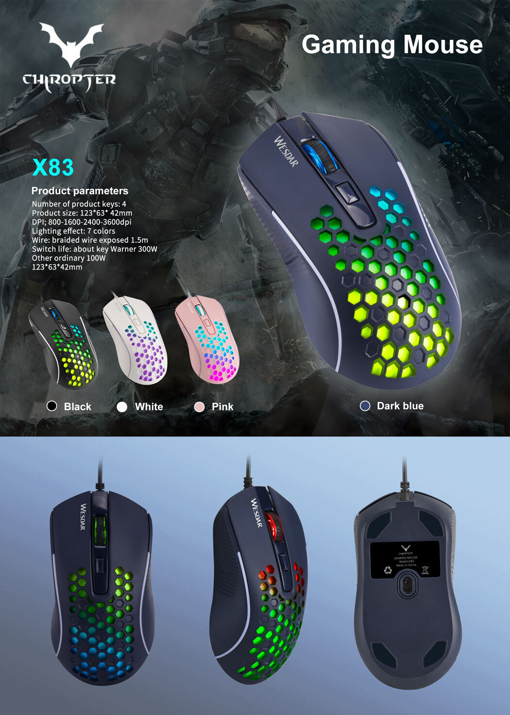 Buy Wholesale China Gaming Mouse,usb Wired Gaming Mouse,model No.:x83 ...
