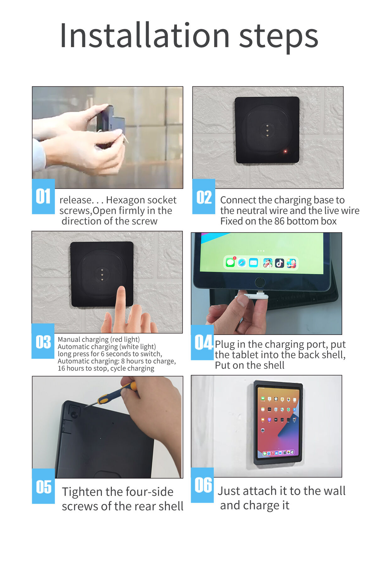 Emonita Ipad Tablets Stand Wall Mount Charger 5v2a Wireless Charging ...