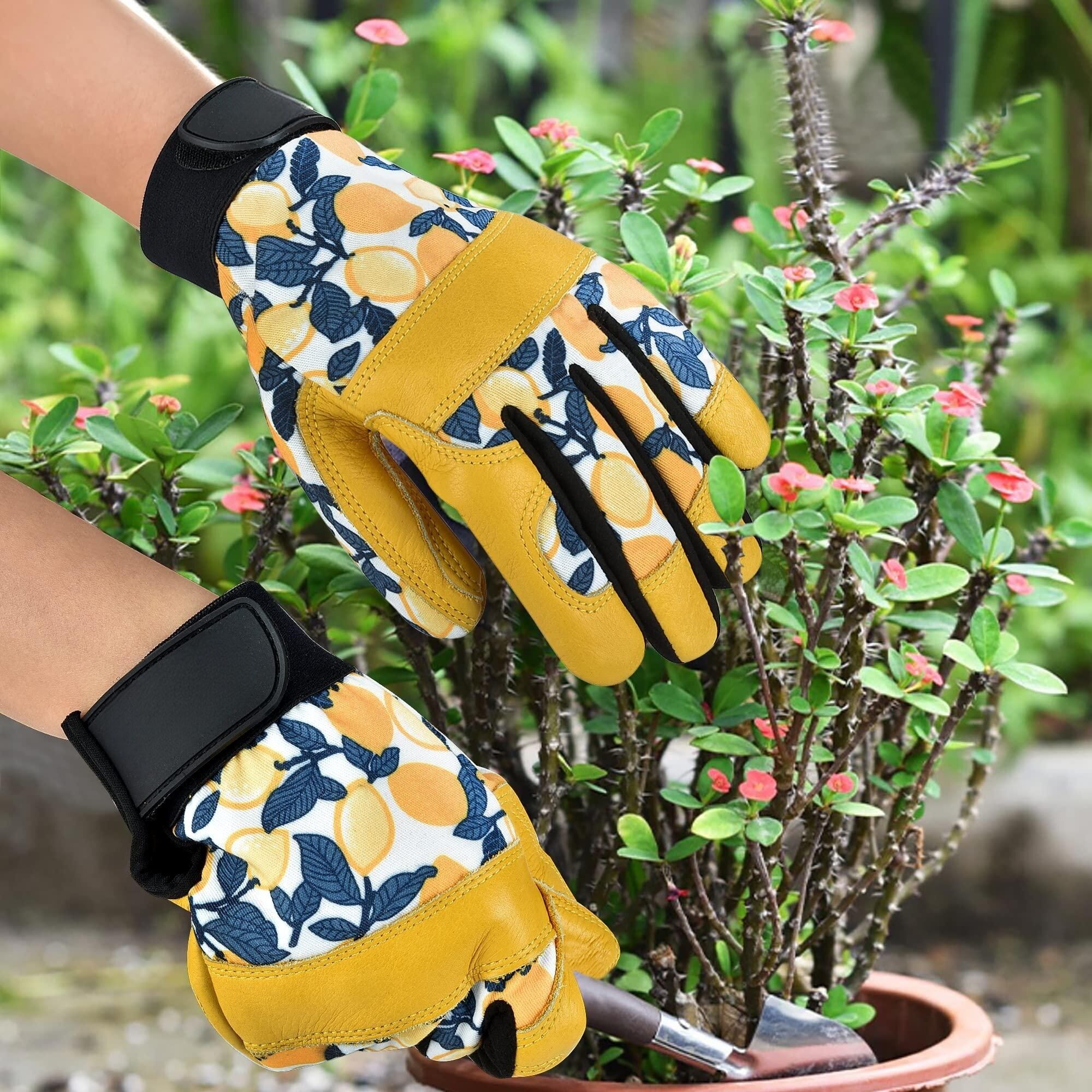 Buy Wholesale China Hot Sale Leather Tough Cowhide Gardening Gloves Durable Long-lasting Garden ...