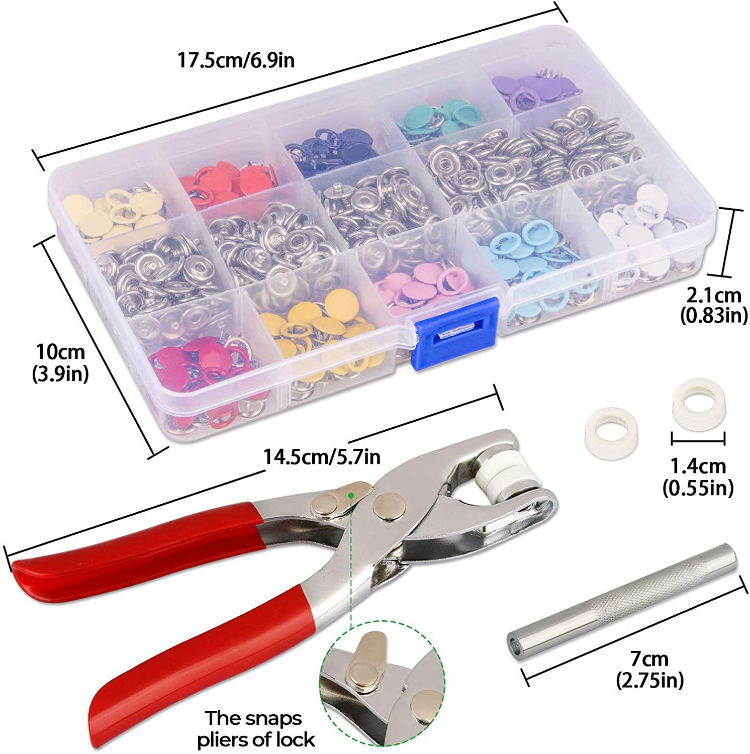 Buy Wholesale China 10 Colors Snap Fasteners Tool Kit Hollow And Solid ...