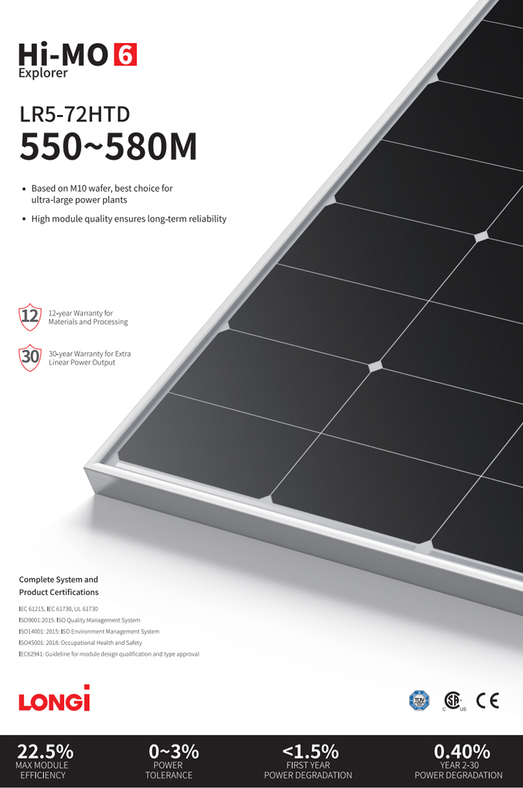 Buy China Wholesale Longi Explorer Hi-mo 6 Lr5-72htd 550-580m Half Cut Cell 550w 555w 560w 565w ...