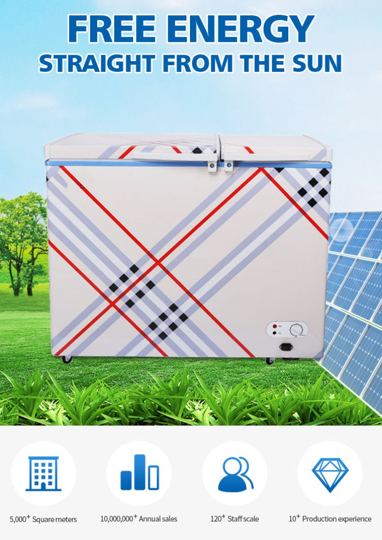 Dc 12v/24v 175l 2 Spaces Solar Powered Chest Refrigerator Fridge ...