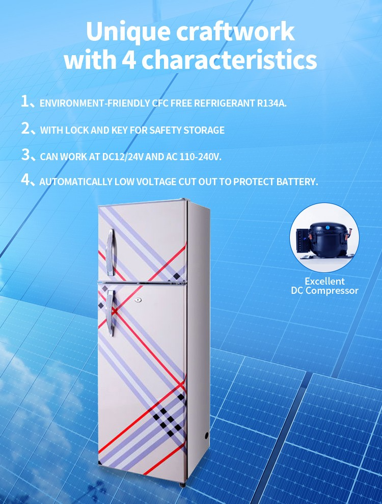 Good Sale 168l Solar Power Freezer Refrigerator Luxury Kitchen Two Door ...