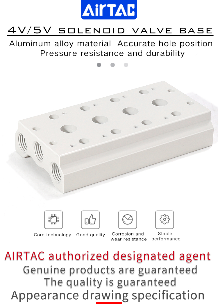 Airtac 4v/5v210 Solenoid Valve 100m-200m-300m-400m Bus Bar Base ...
