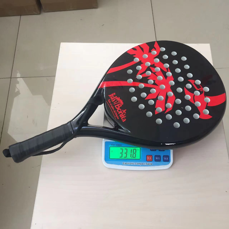 Black Beach Tennis Paddle Racket Carbon Fiber Surface Eva Soft And High ...