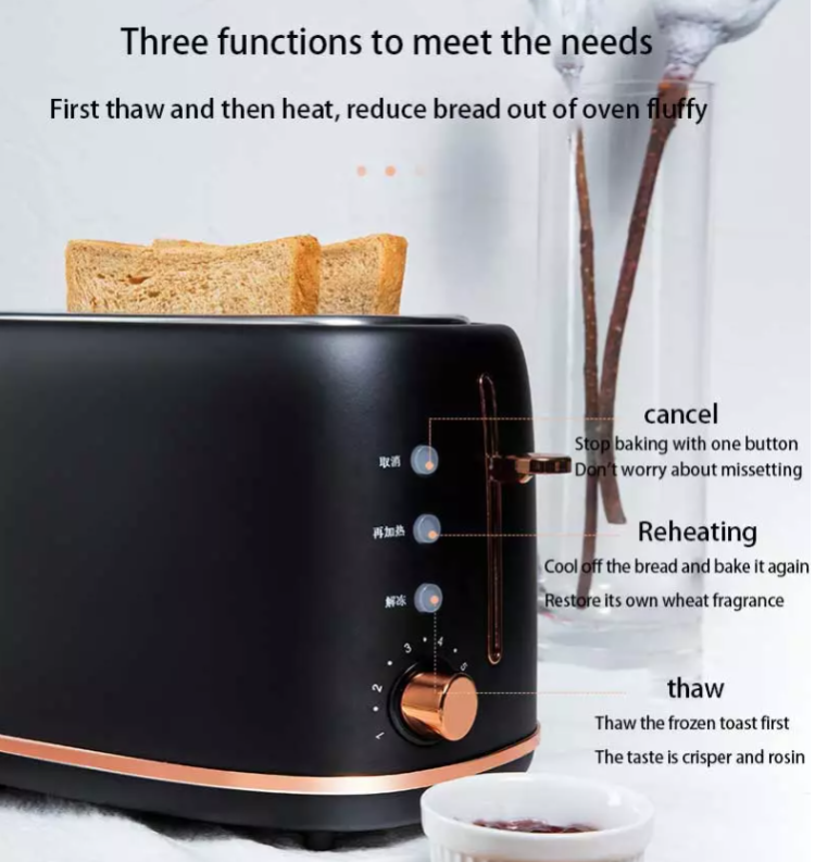 2022 New Bun Toaster 2 Slice Multi-function Toaster Extra Wide Slot ...