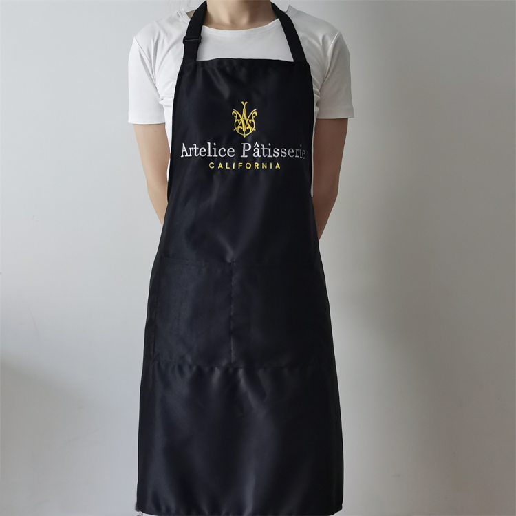Full Black Restaurant Apron Bib Waiters Uniform With Pockets Custom ...