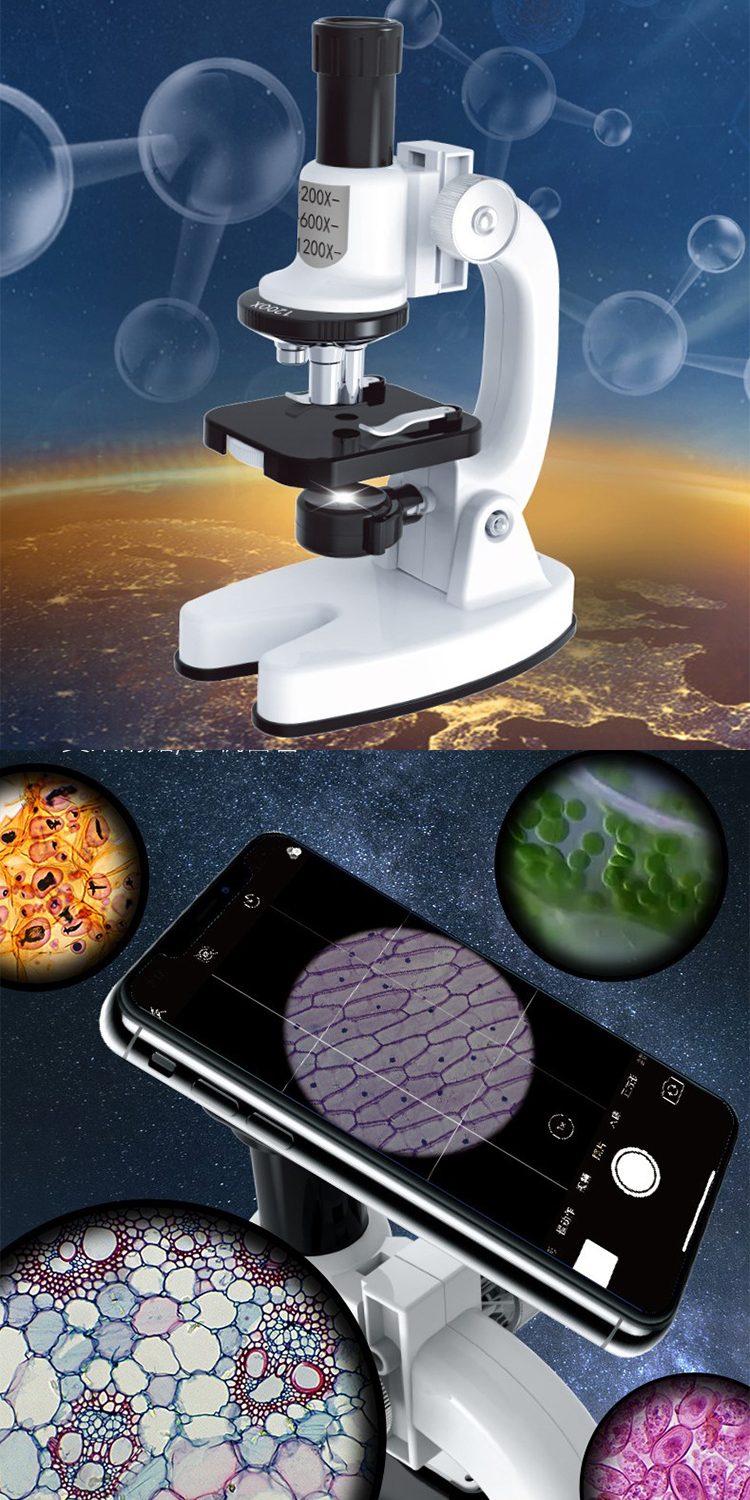 1200x Monocular Biological Microscope Set Science Educational For ...