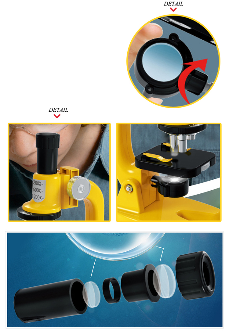 1200x Monocular Biological Microscope Set Science Educational For ...