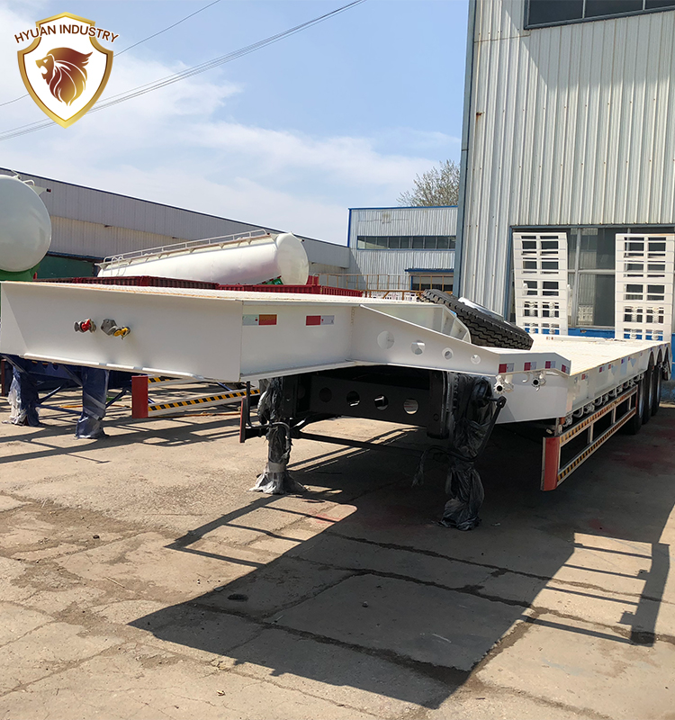 Hengyuan 4 Axle 6 Axles Low Bed Container Trailer Low Boy Lowbed Semi ...