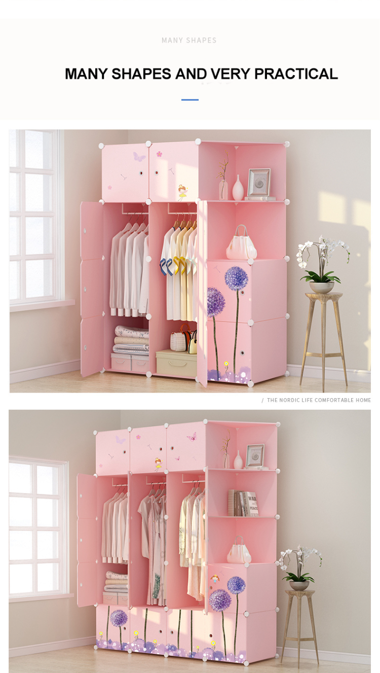 Multifunction Fold Zipper Fabric Wardrobes Storage Modern Cabinet ...