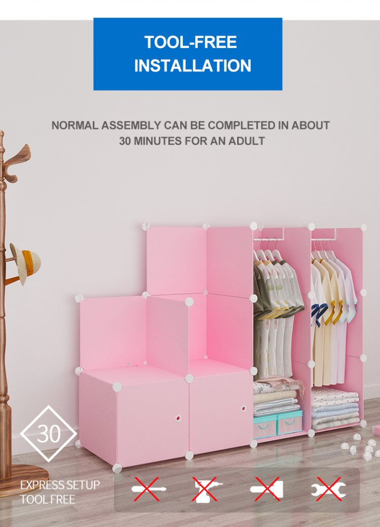 Multifunction Fold Zipper Fabric Wardrobes Storage Modern Cabinet ...