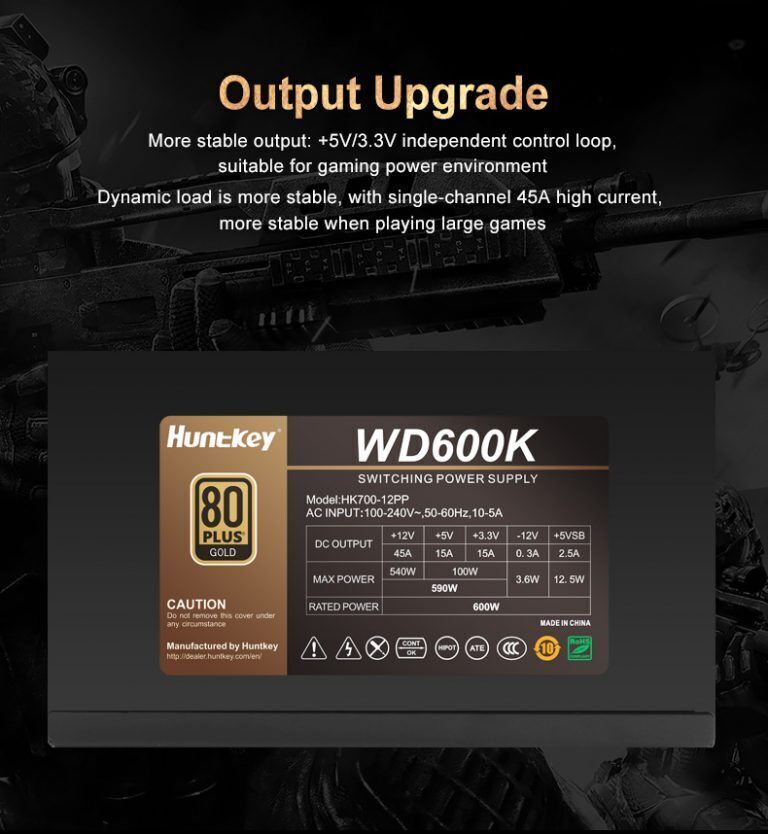 Buy Wholesale China Hot Selling, Huntkey Pc Power Supply, Wd600k, Output 600watt,80plus Gold ...