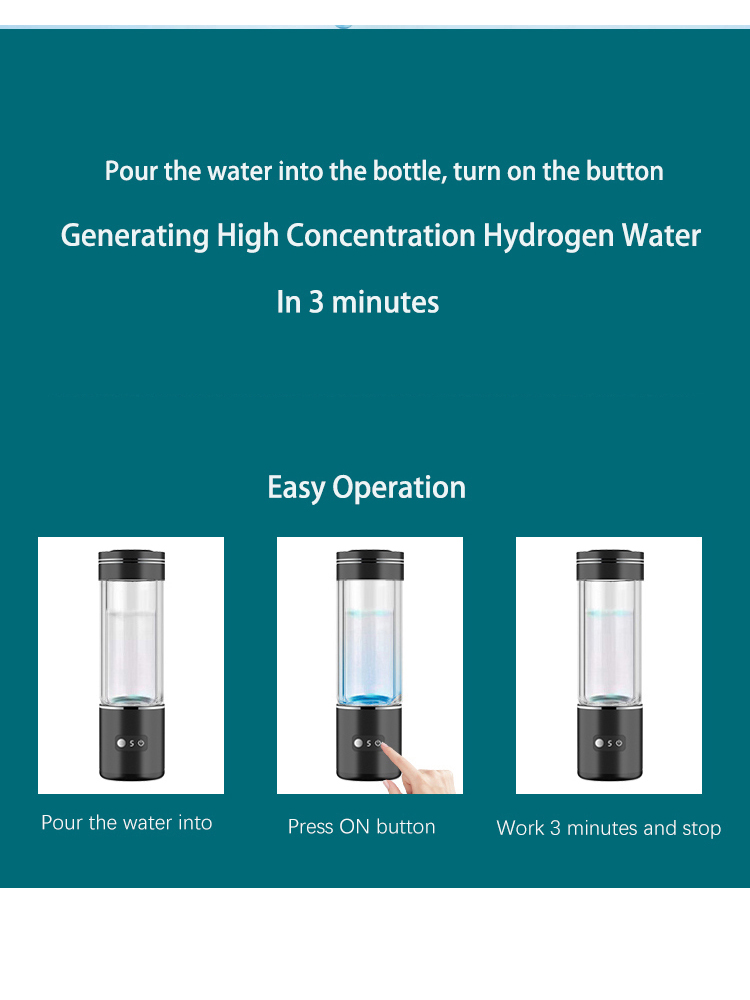 3000ppb H2 Cup Water Ionizer Rechargeable Hydrogen Water Bottle Spe Pem ...