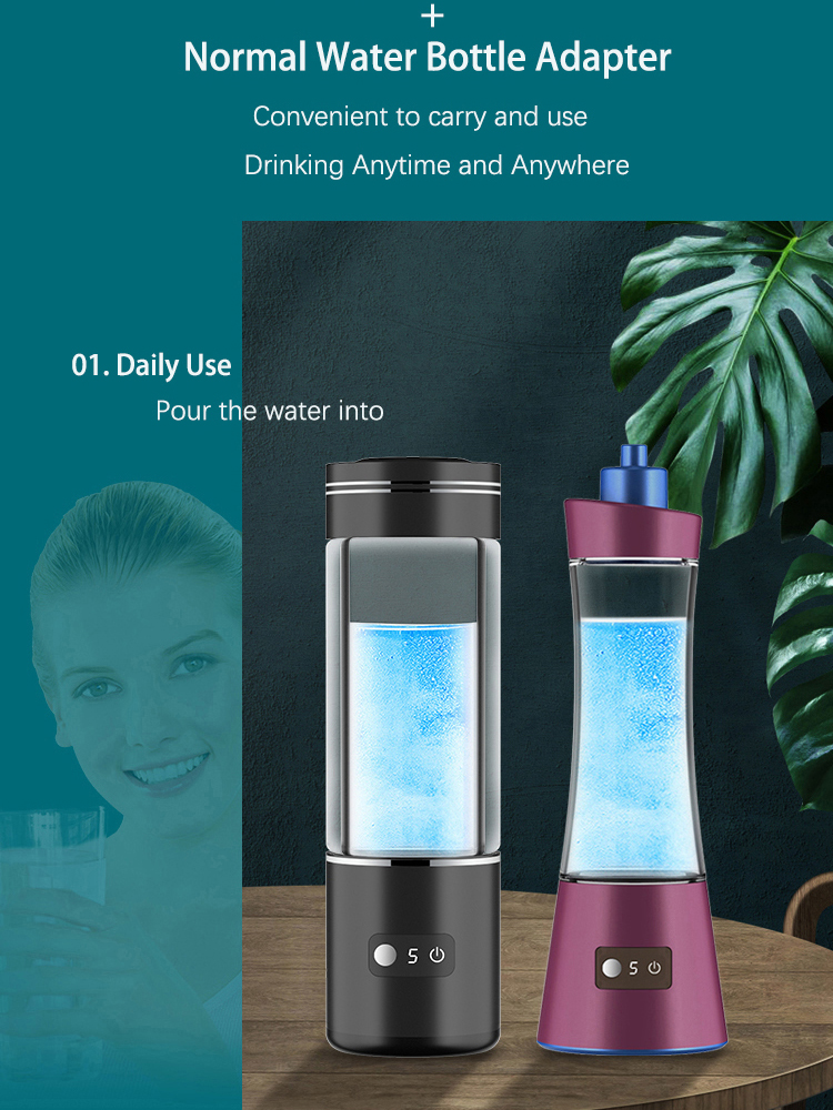 3000ppb H2 Cup Water Ionizer Rechargeable Hydrogen Water Bottle Spe Pem ...