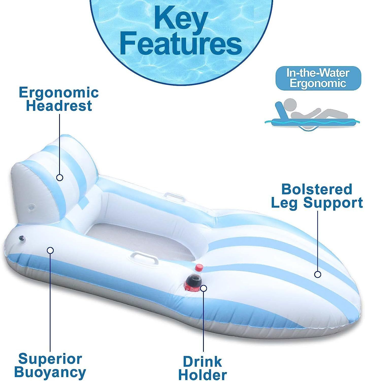 New Design Large Pool Floaties Recliner Headrest And Cup Pool Floats ...