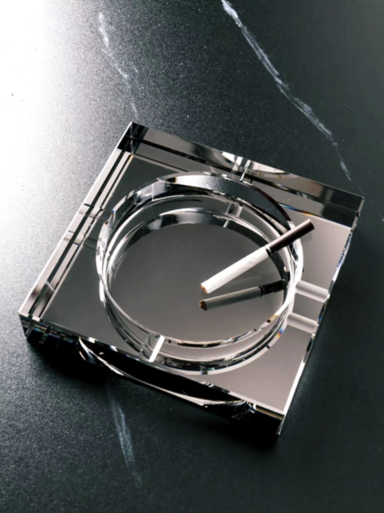 High-grade Crystal Glass Ashtray Office Large Household Living Room ...
