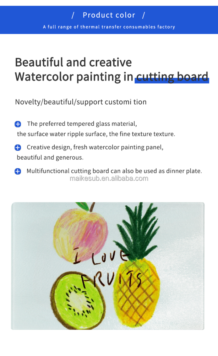 Maikesub Picture Of Customized Sublimation Glass Cutting Board Holiday ...