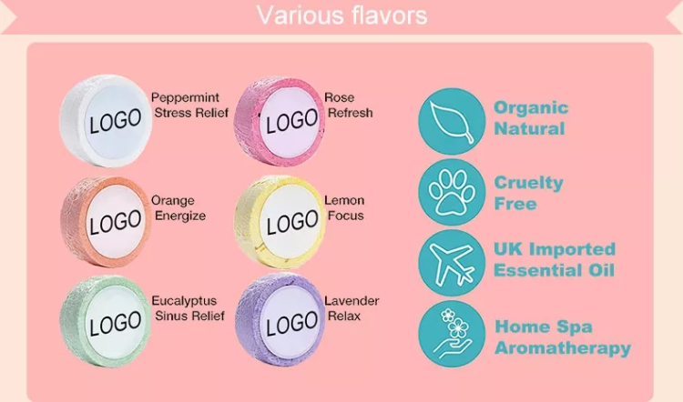 Oem Natural Aromatherapy Bath Tablet Essential Oil Shower Steamer With ...