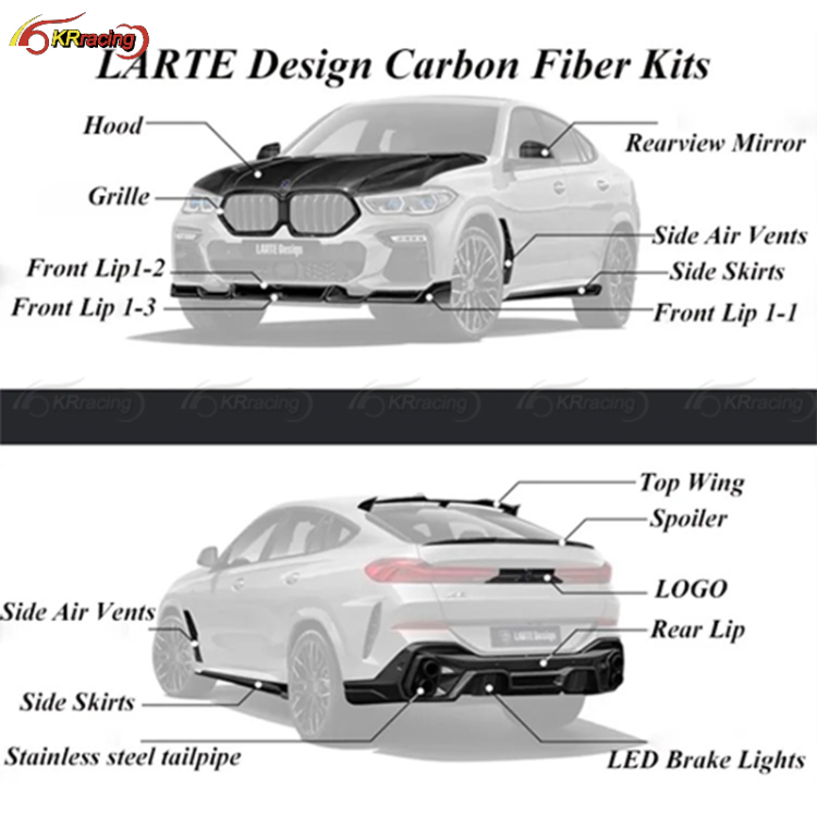 Larte Style Carbon Fiber Body Kit With Hood For Bmw X6 G06 2020-2022 ...